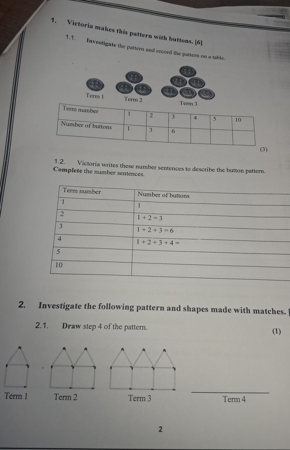 1. Victoria makes this pattern with | StudyX