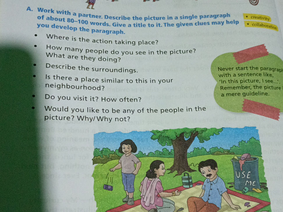 A. Work with a partner. Describe the picture | StudyX