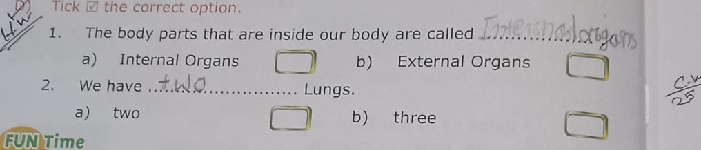 1. The body parts that are inside our body | StudyX