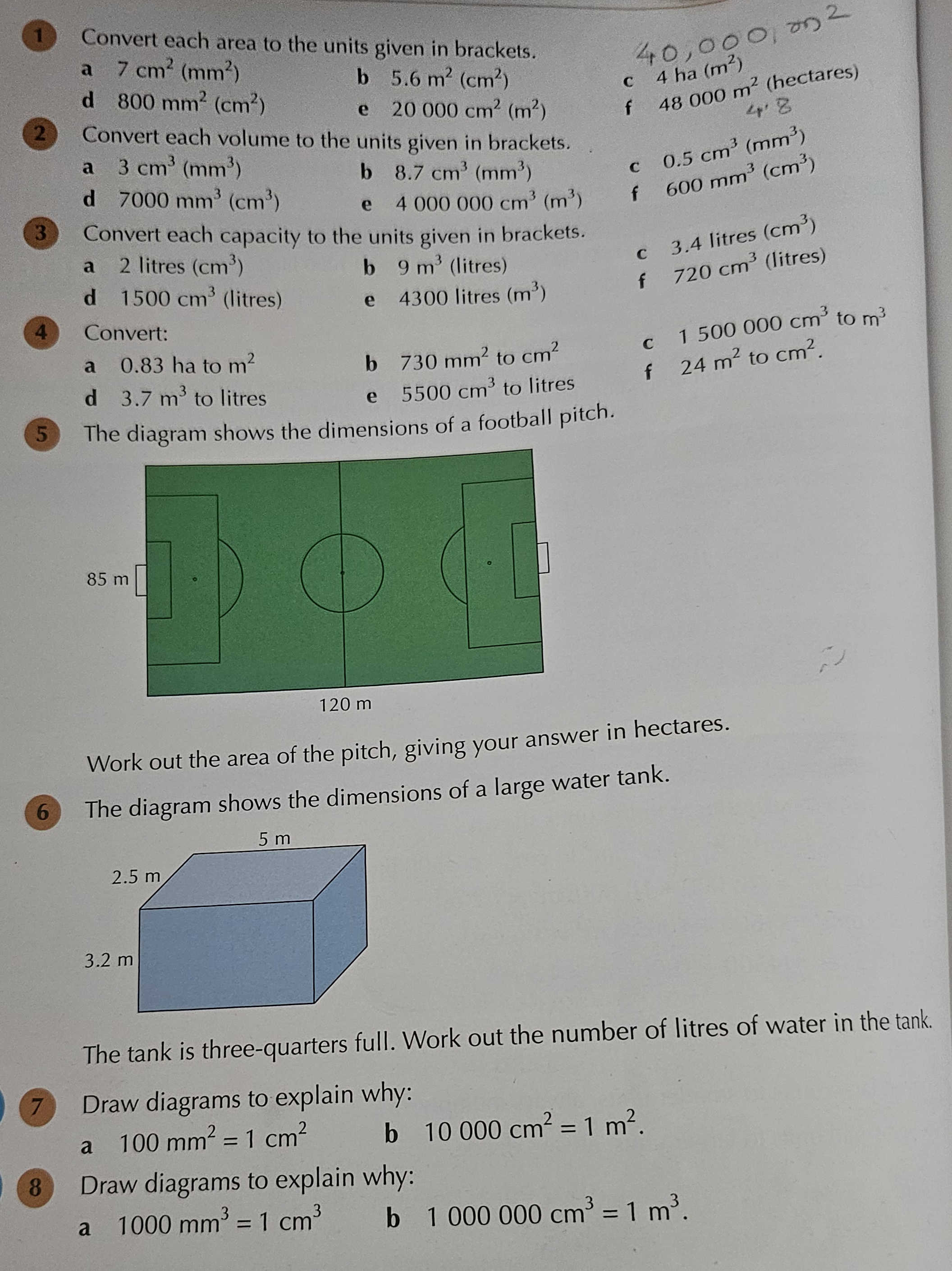 1. Convert each area to the units given in | StudyX