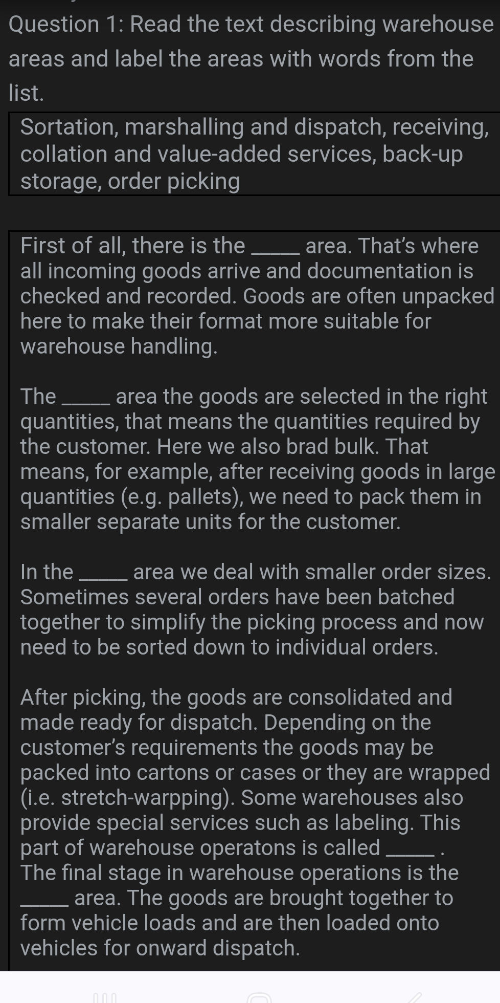 Question 1: Read the text describing | StudyX