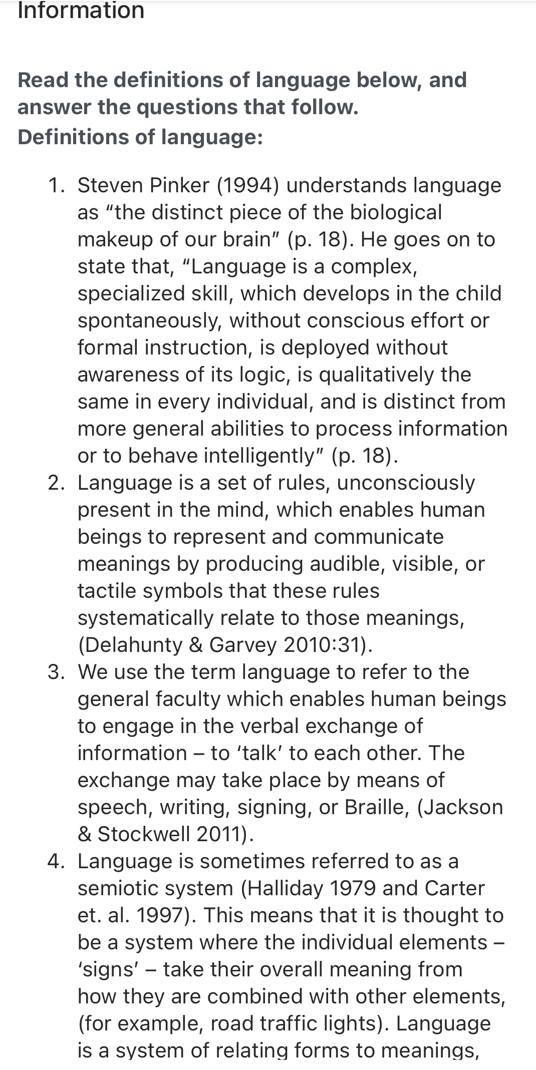 What distinguishes language from general | StudyX