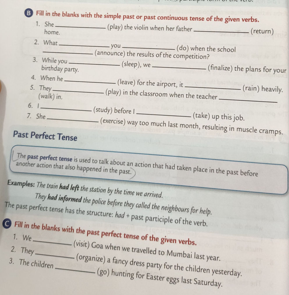 B Fill in the blanks with the simple past or | StudyX