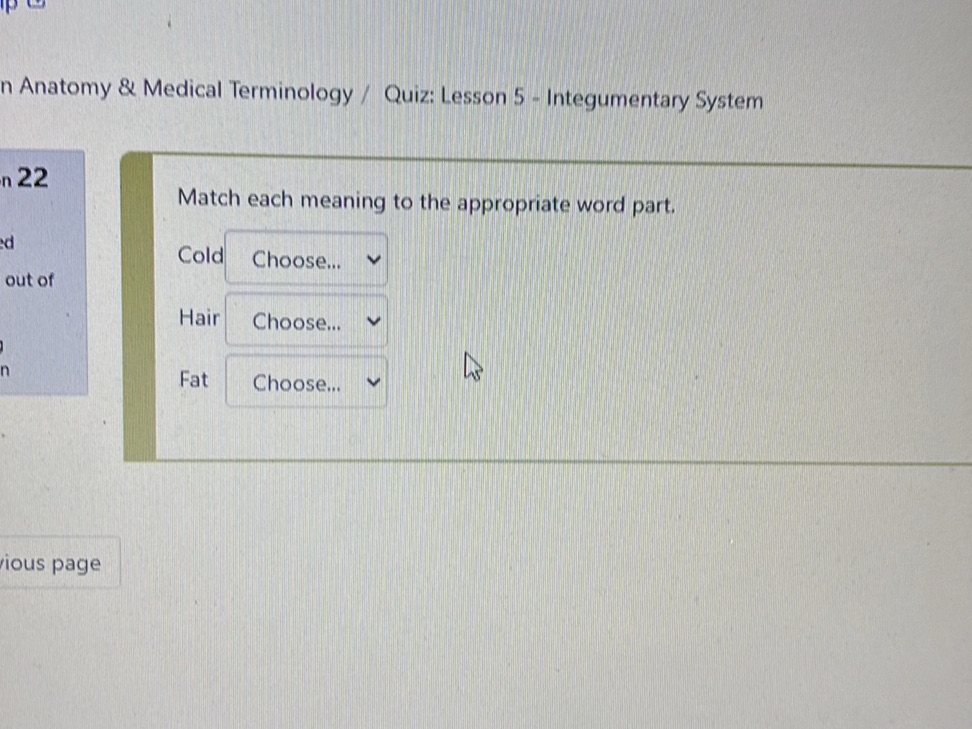 Match each meaning to the appropriate word