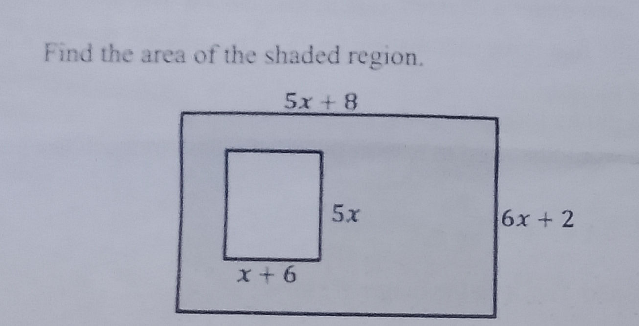 Find the area of the shaded region. Outer | StudyX