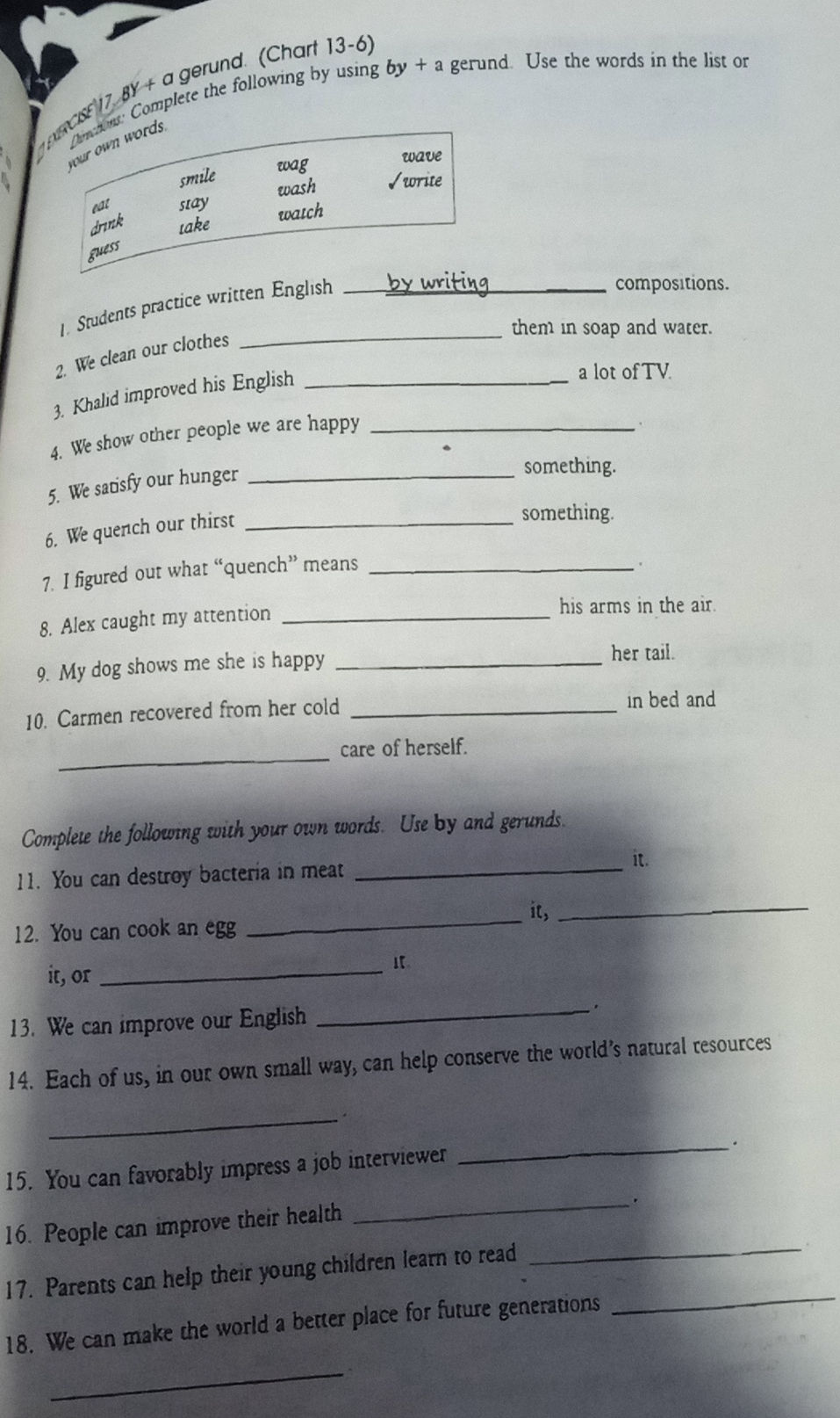 EXERCISE 17 BY + a gerund. (Chart 13-6) | StudyX