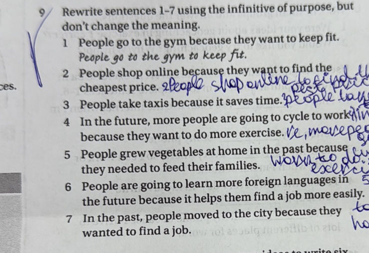 Rewrite sentences 1-7 using the infinitive | StudyX