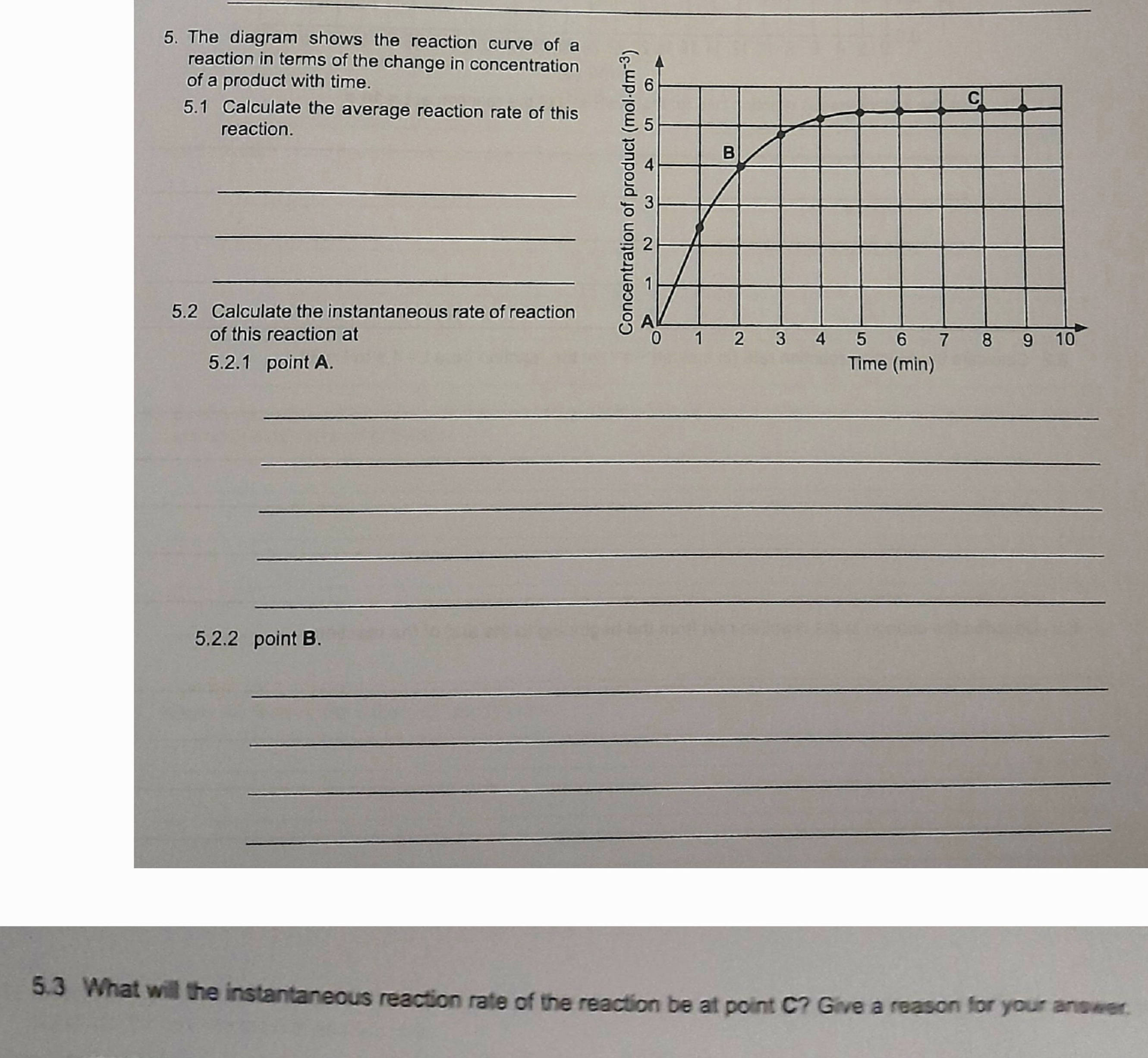 5. The diagram shows the reaction curve of a | StudyX