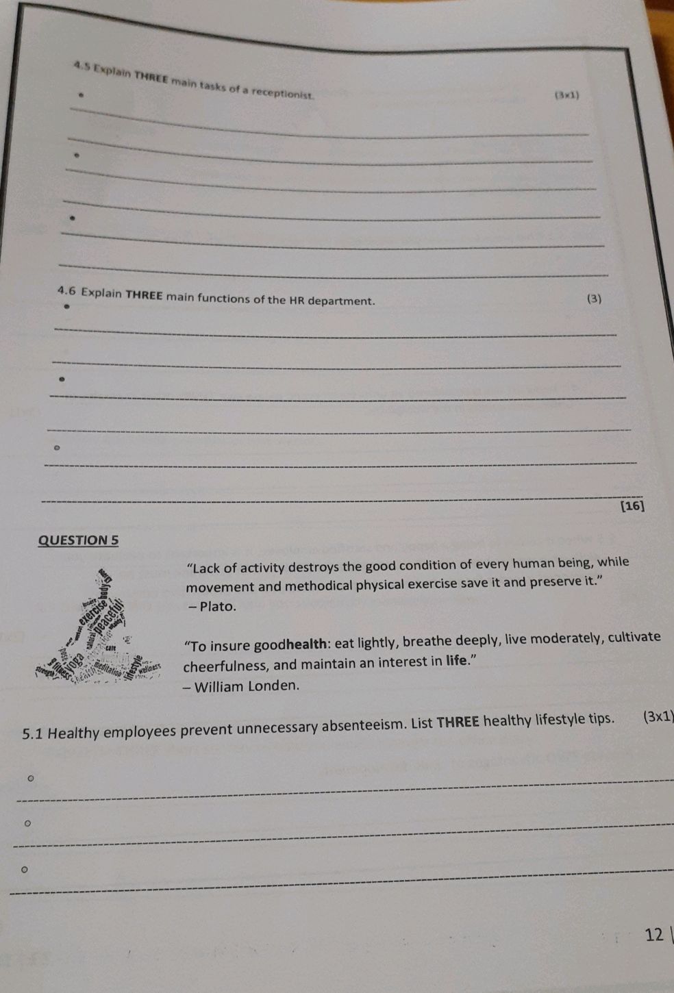 4.5 Explain THREE main tasks of a | StudyX