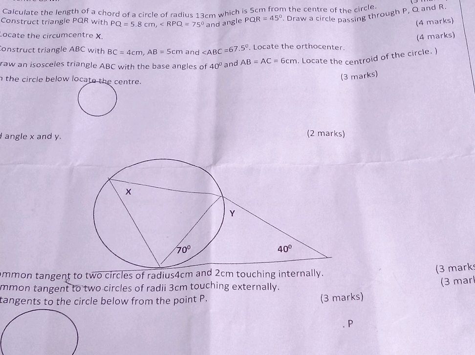 Calculate the length of a chord of a circle | StudyX
