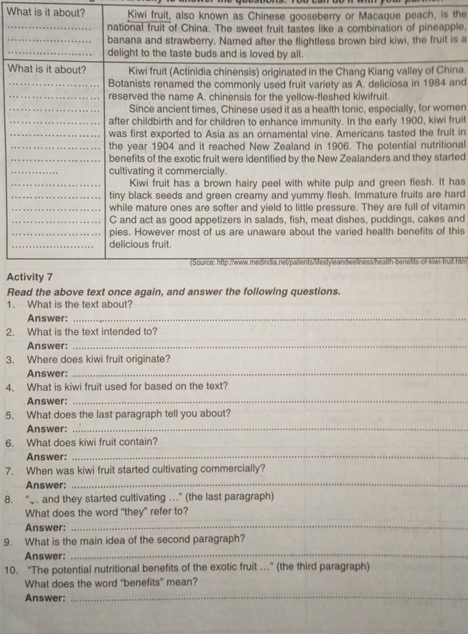 Activity 7 Read the above text once again, | StudyX