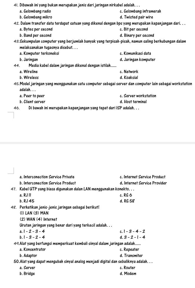 41. Dibawah ini yang bukan merupakan jenis | StudyX