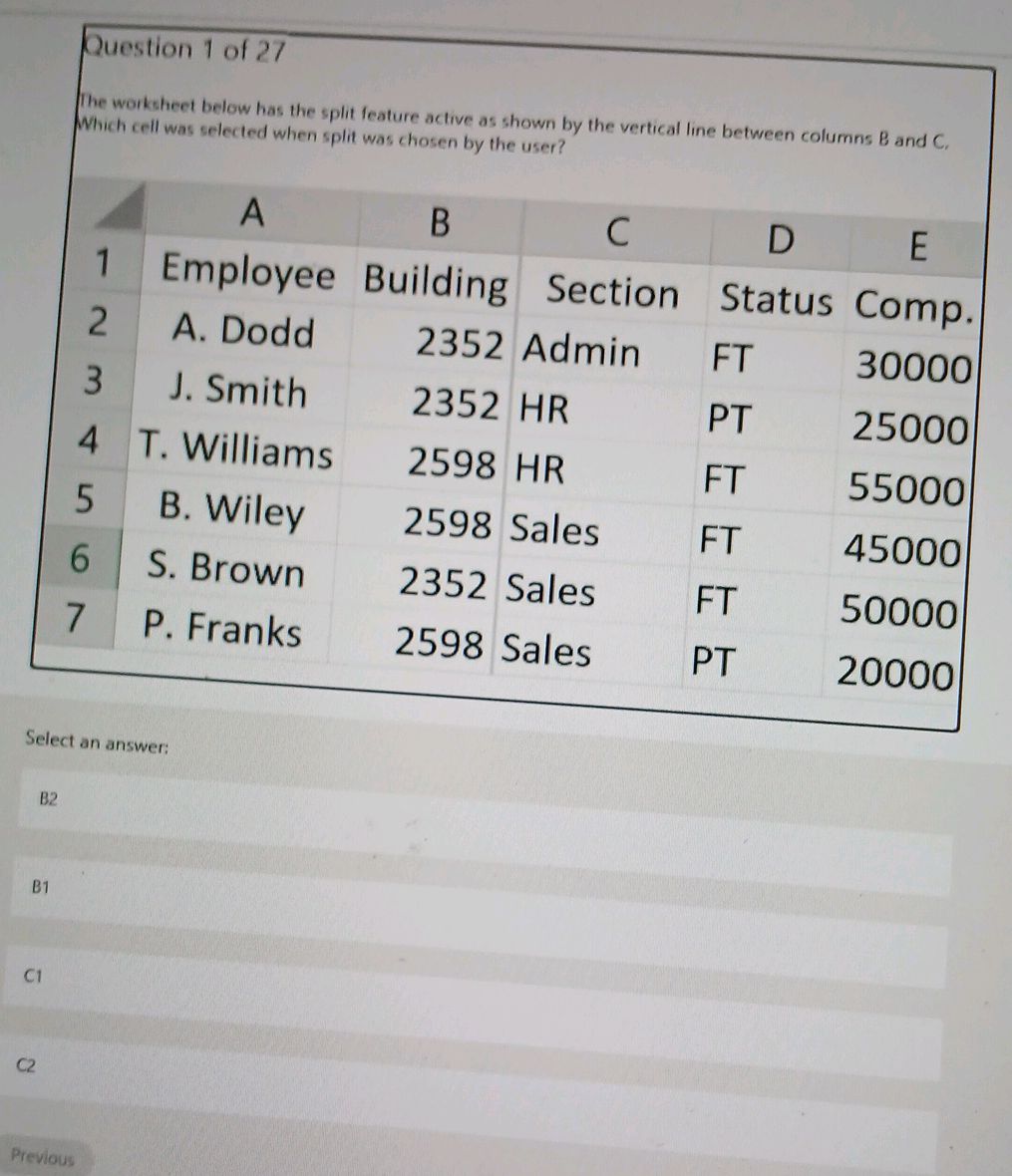 The worksheet below has the split feature | StudyX