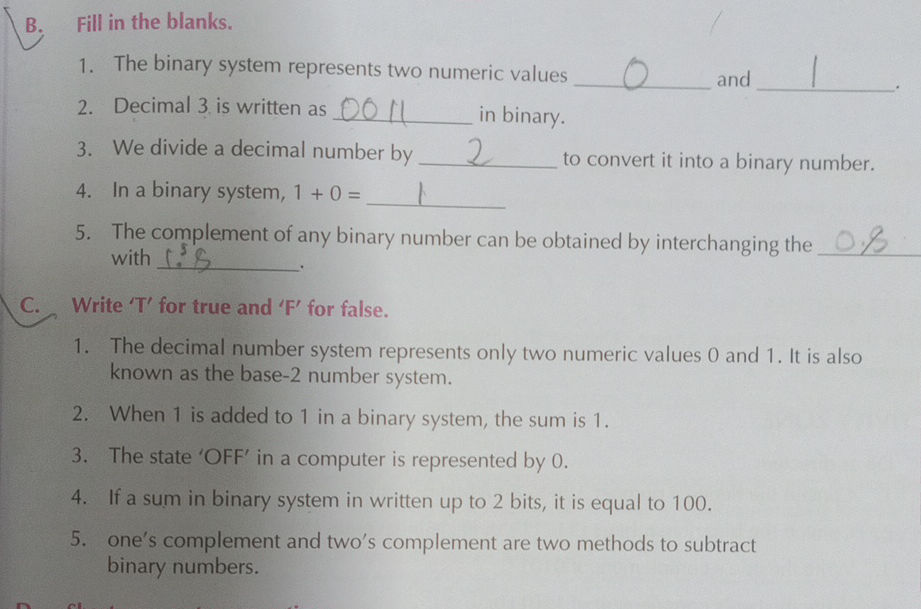B. Fill in the blanks. 1. The binary system | StudyX