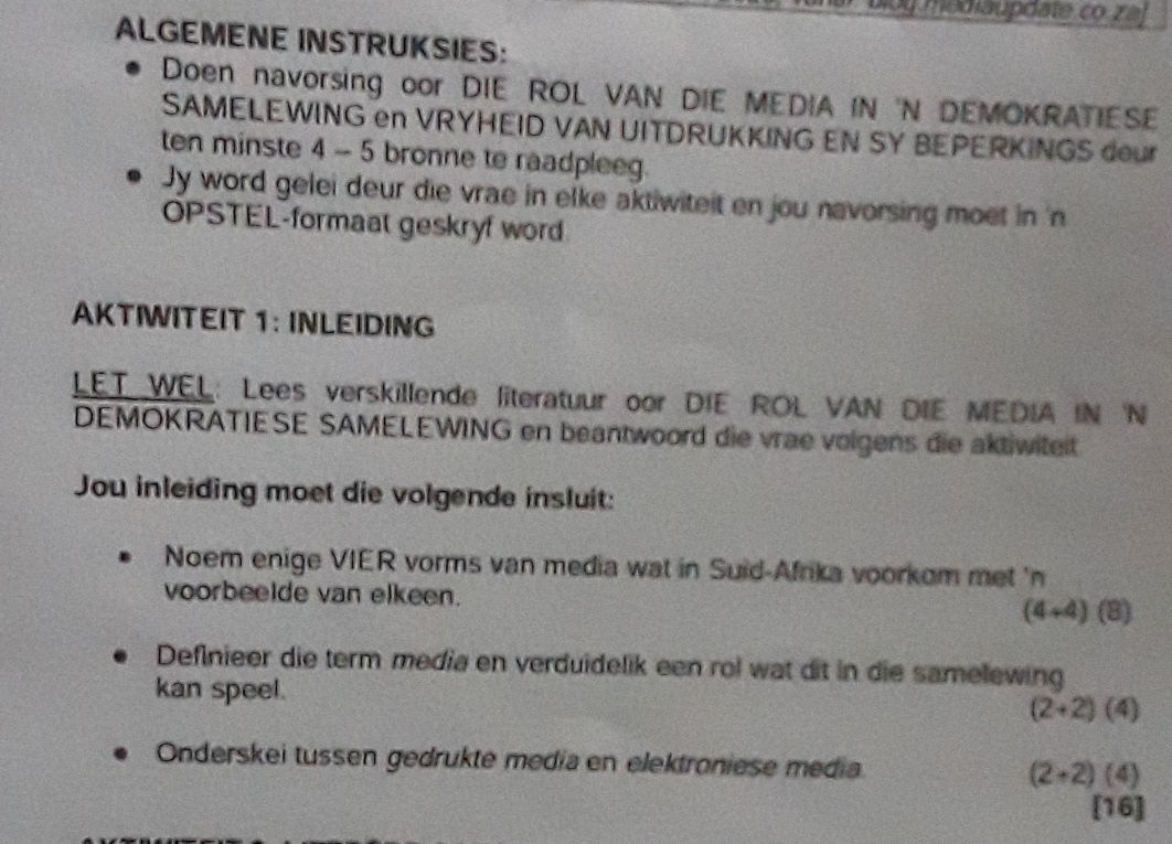 ALGEMENE INSTRUKSIES: • Doen navorsing oor | StudyX