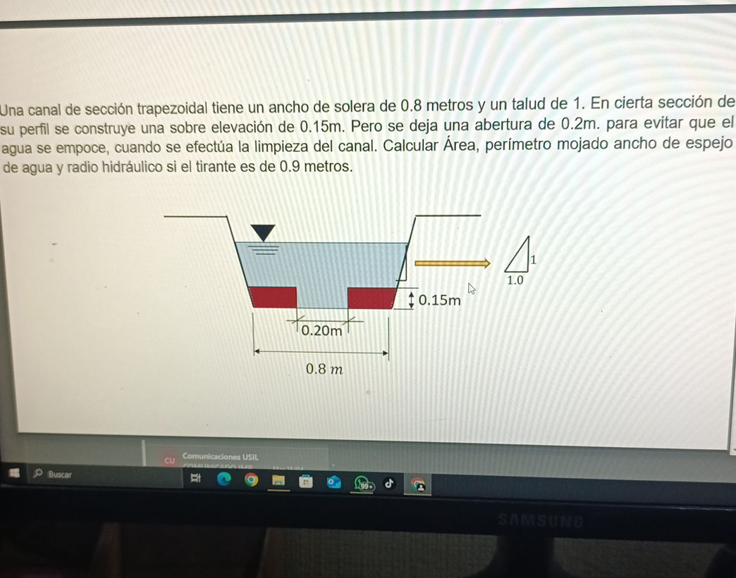 Una canal de sección trapezoidal tiene un