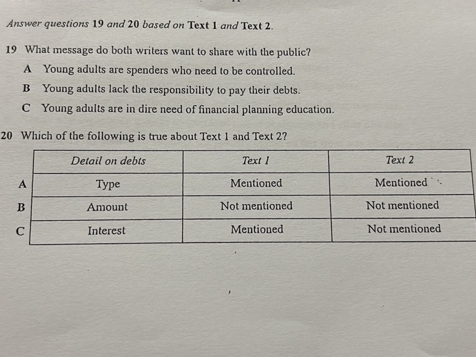 Answer questions 19 and 20 based on Text 1 | StudyX