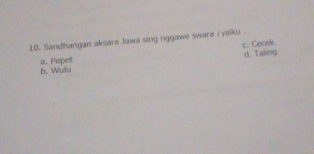 10. Sandhangan aksara Jawa sing nggawe swara | StudyX