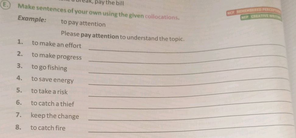 Make sentences of your own using the given | StudyX