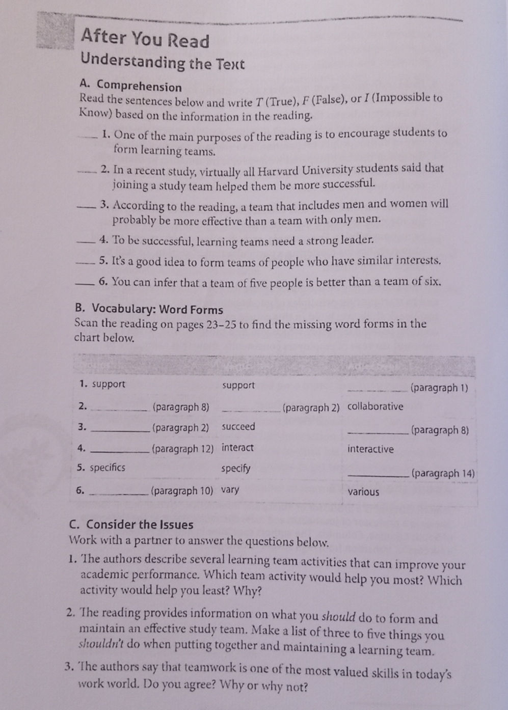 A. Comprehension Read the sentences below | StudyX
