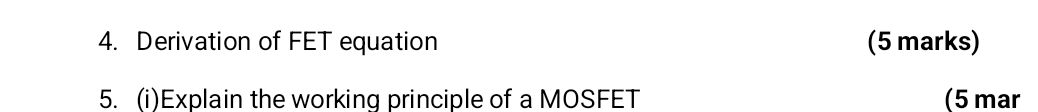 4. Derivation of FET equation 5. (i) | StudyX
