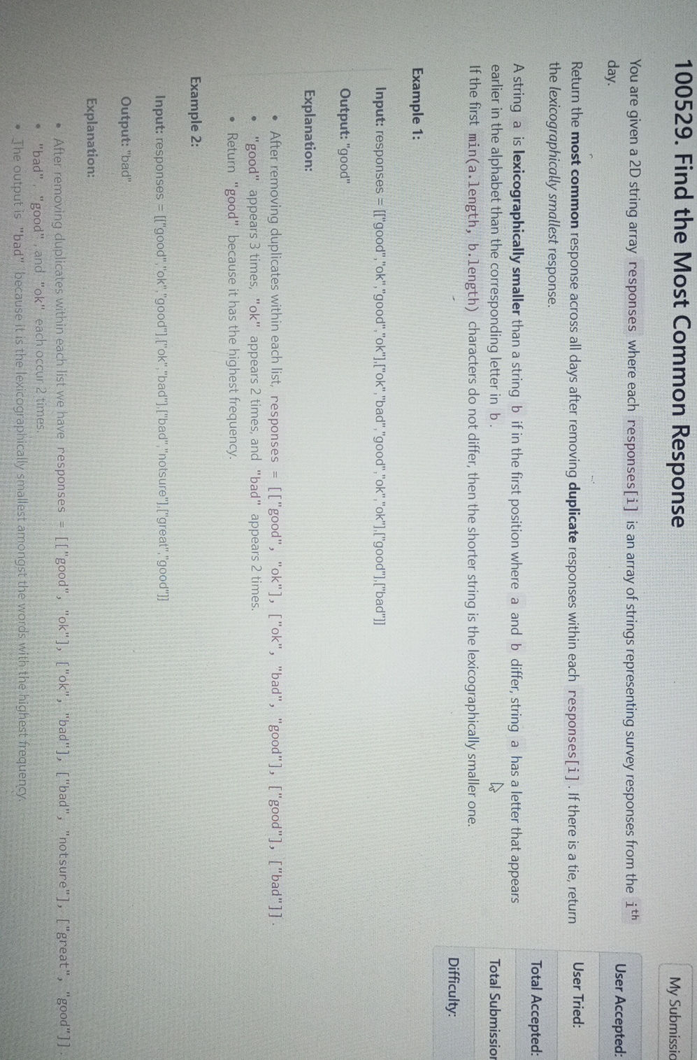 100529. Find the Most Common Response You | StudyX