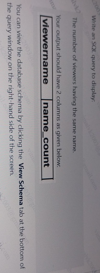 Write an SQL query to display: The number | StudyX