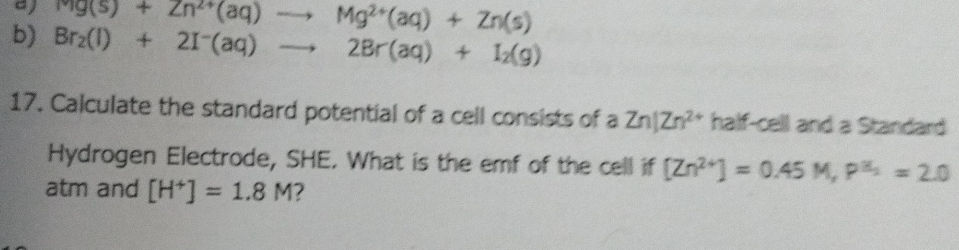 17. Calculate the standard potential of a | StudyX
