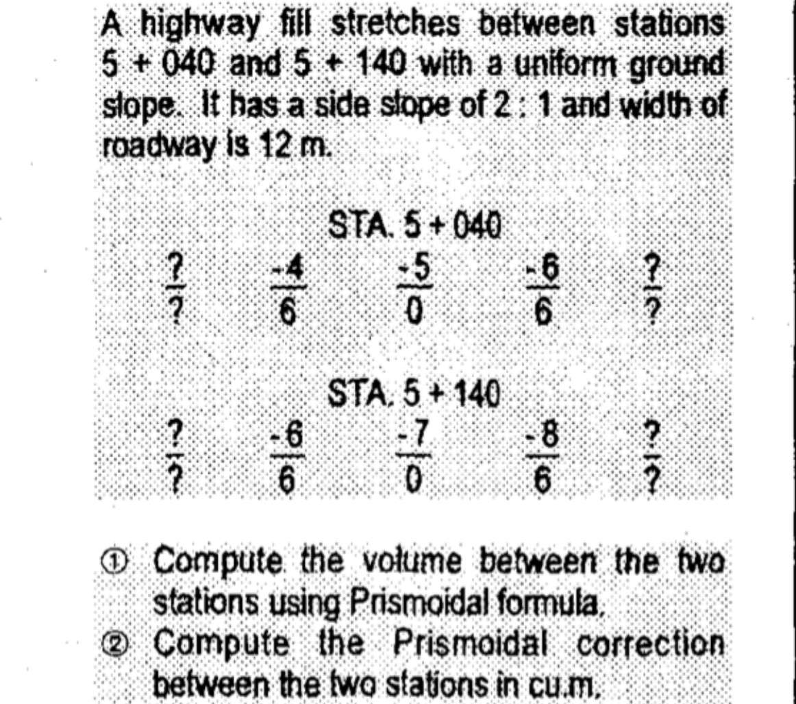 A highway fill stretches between stations 5 | StudyX