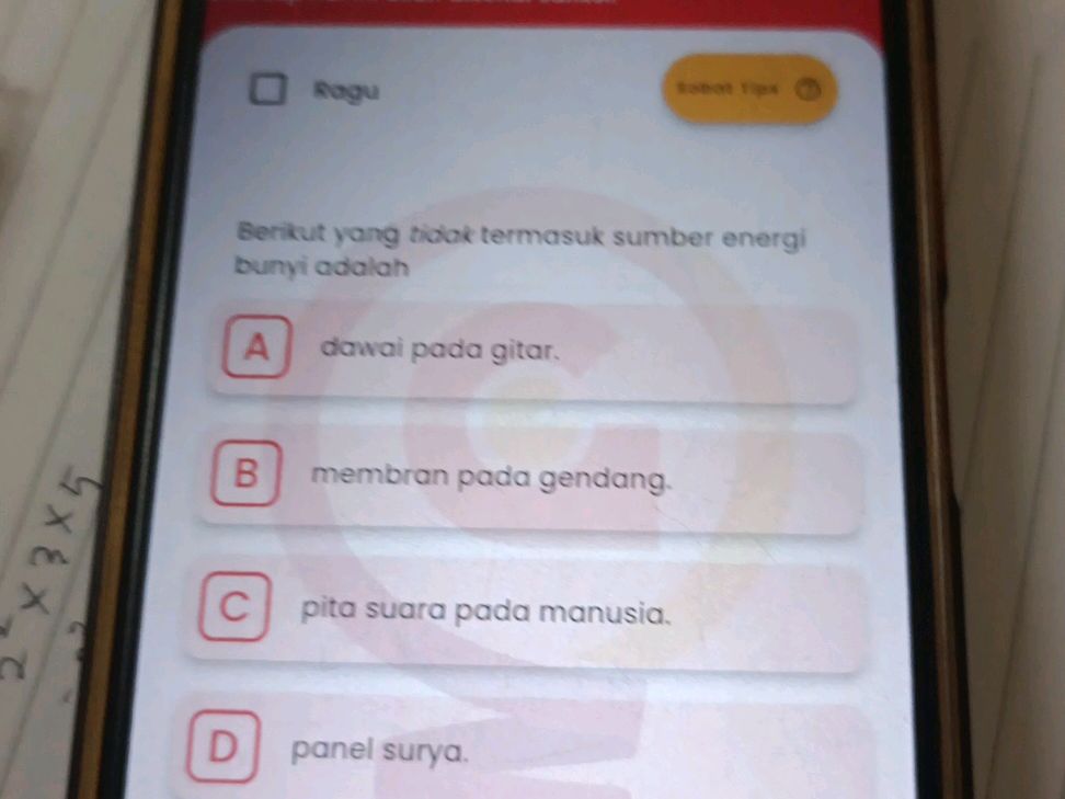 Berikut yang tidak termasuk sumber energi | StudyX