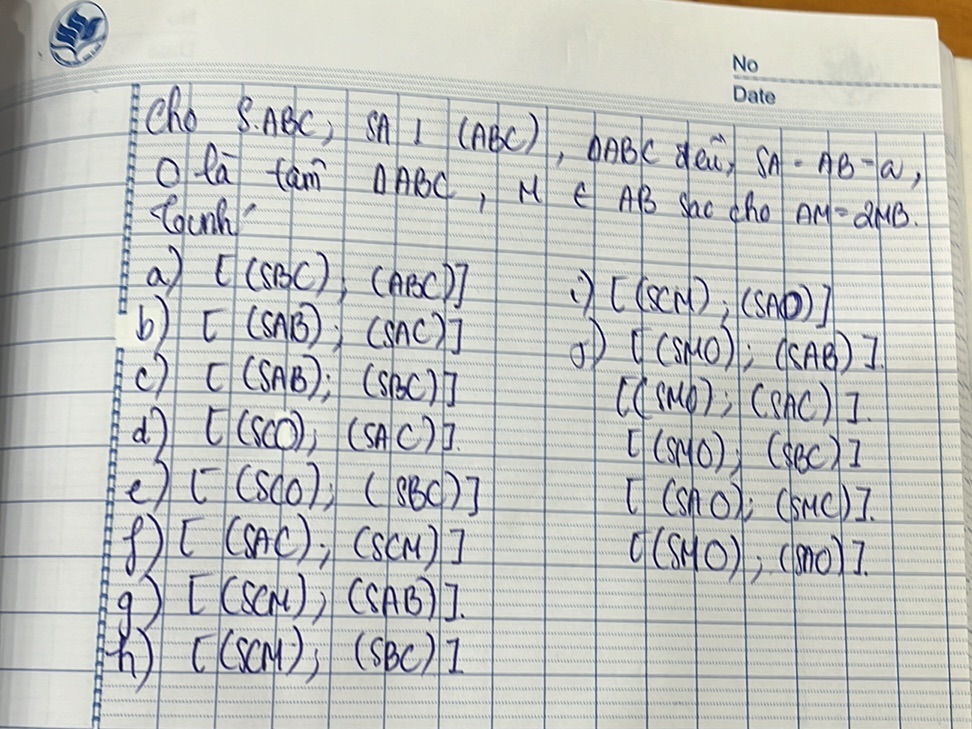 Cho S.ABC, SA ⊥ (ABC), ΔABC đều, SA = AB = | StudyX