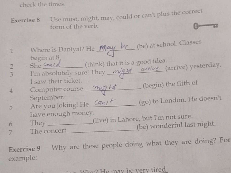 Exercise 8 Use must, might, may, could or | StudyX