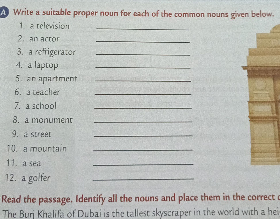 Write a suitable proper noun for each of the | StudyX