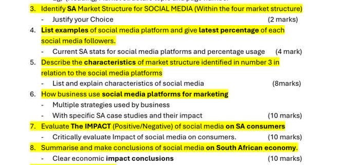 3. Identify SA Market Structure for SOCIAL | StudyX