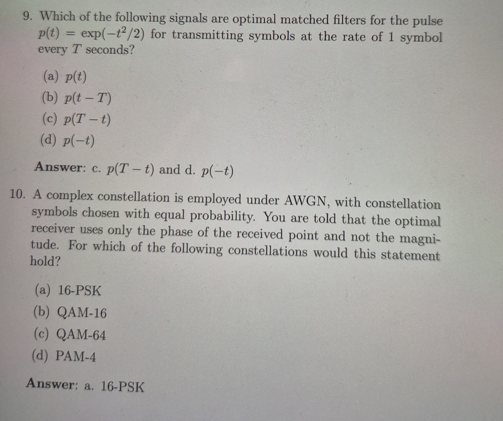 9. Which of the following signals are | StudyX