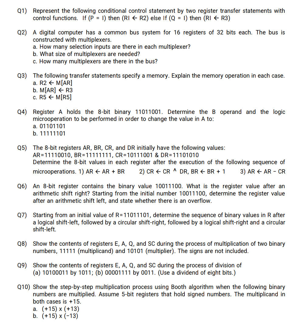 Q1) Represent the following conditional | StudyX