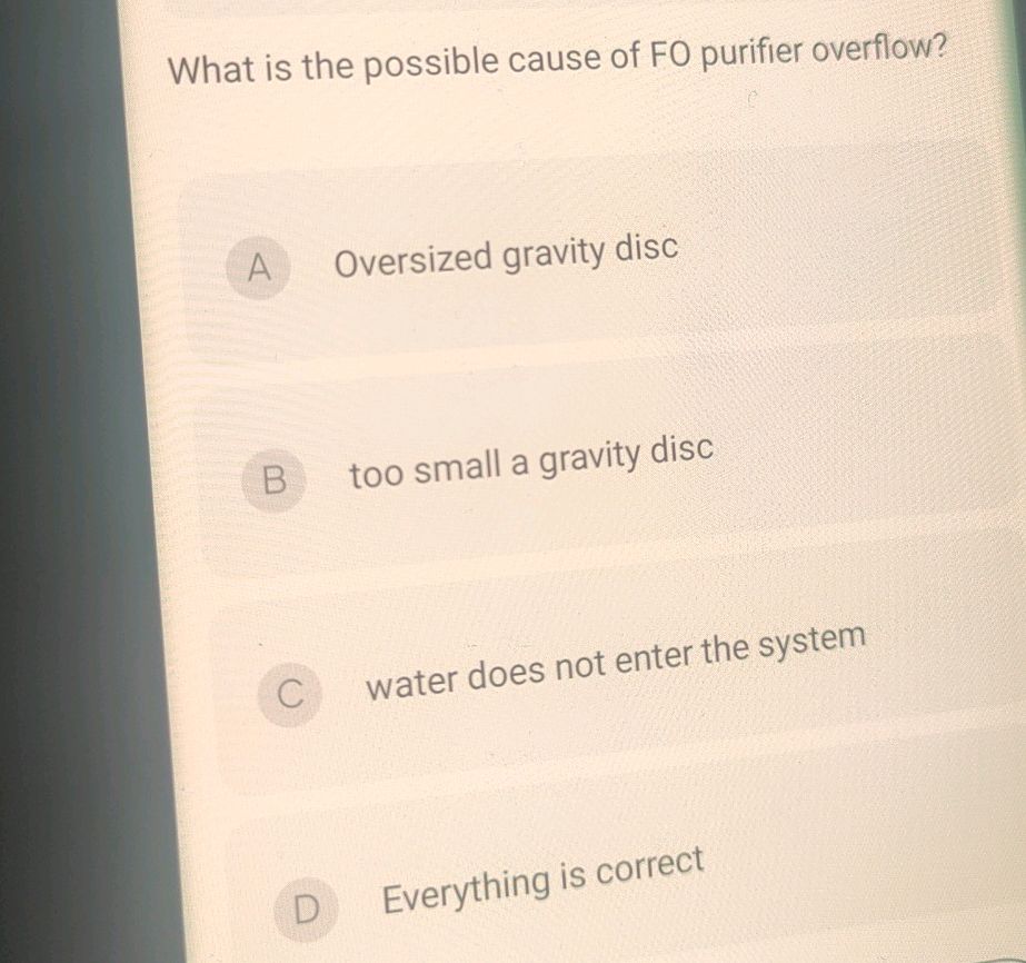 What is the possible cause of FO purifier | StudyX