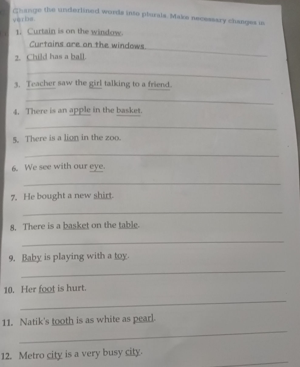 Change the underlined words into plurals. | StudyX