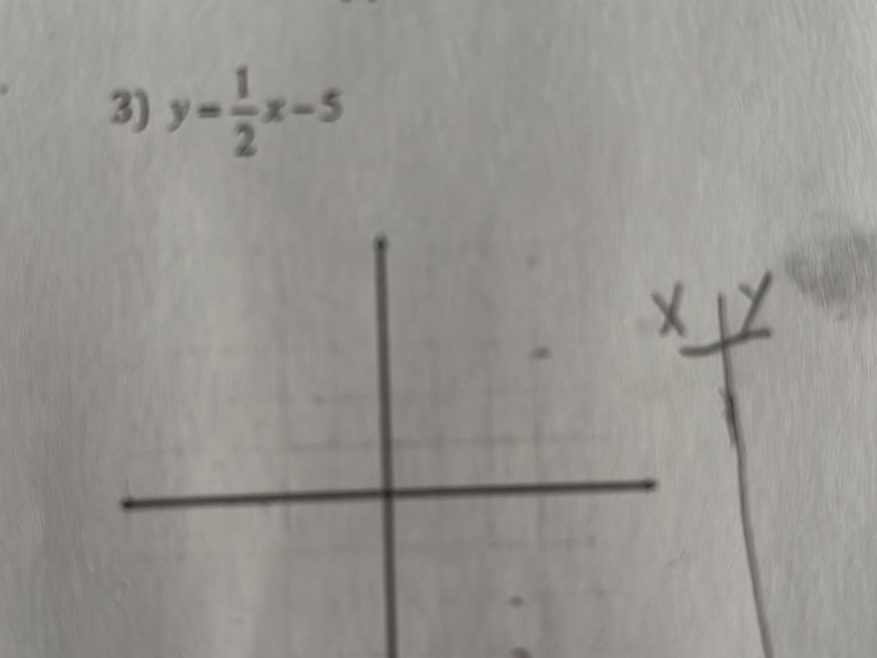 3) $y = {1}{2}x - 5$ Graph with x and y | StudyX