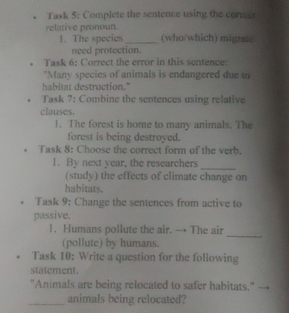 Task 5: Complete the sentence using the | StudyX