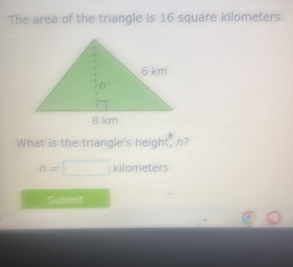 The area of the triangle is 16 square | StudyX