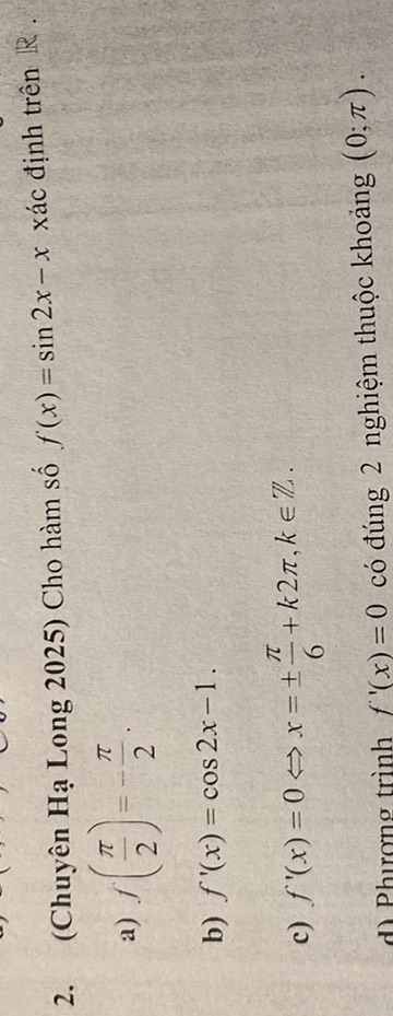 2. (Chuyên Hạ Long 2025) Cho hàm số $f(x) = | StudyX