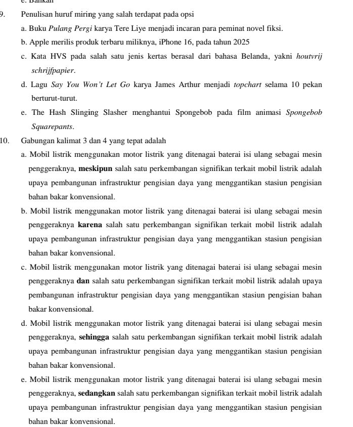 9. Penulisan huruf miring yang salah | StudyX