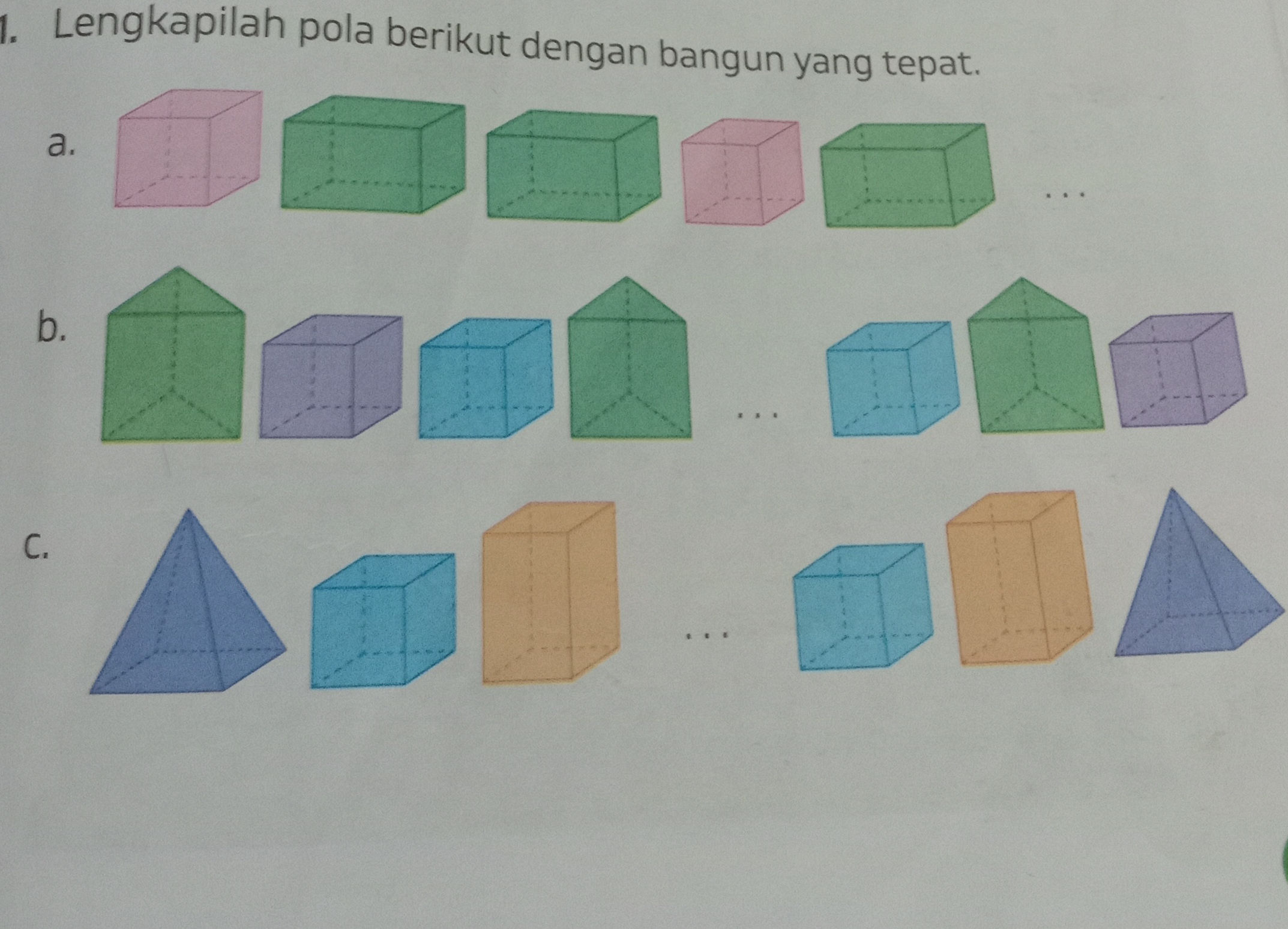 1. Lengkapilah pola berikut dengan bangun | StudyX