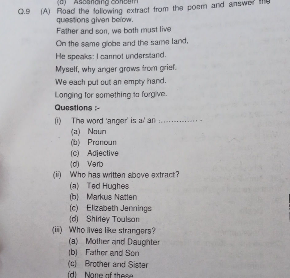 Q.9 (A) Road the following extract from the | StudyX