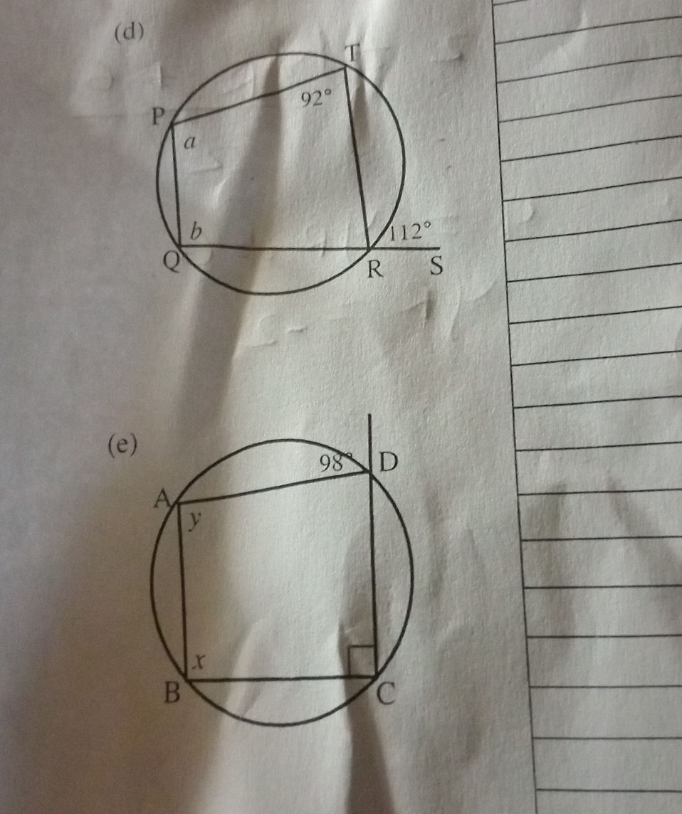(d) Diagram of a cyclic quadrilateral with | StudyX