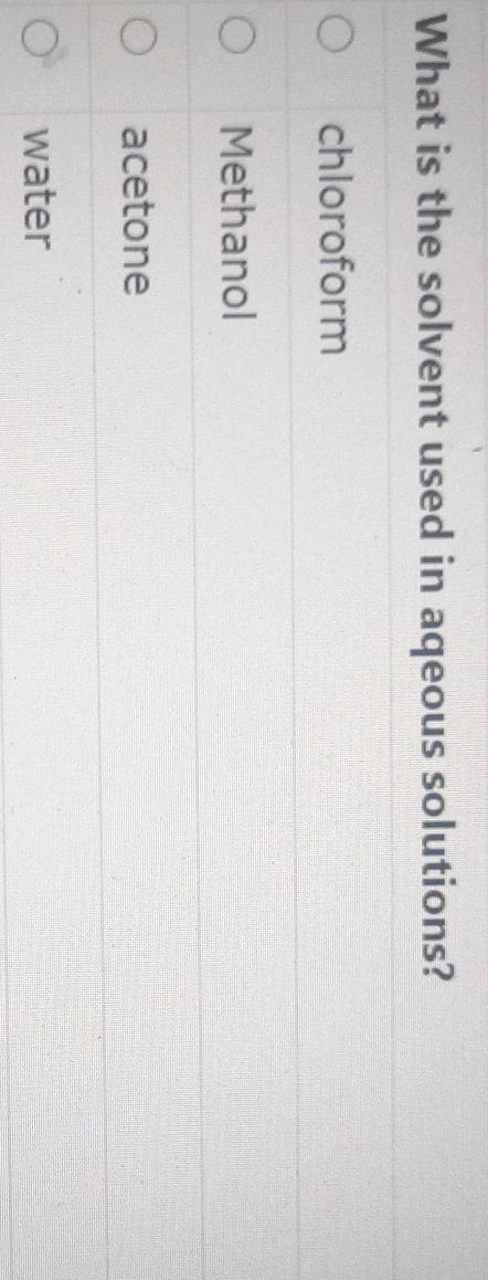 What is the solvent used in aqueous | StudyX
