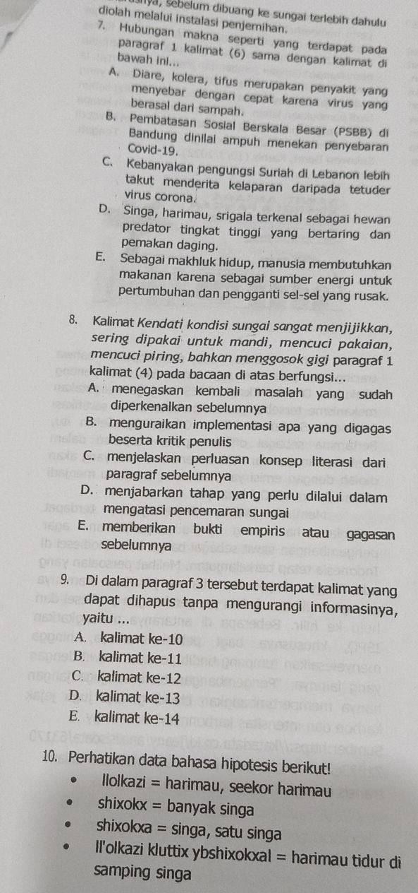 7. Hubungan makna seperti yang terdapat pada | StudyX