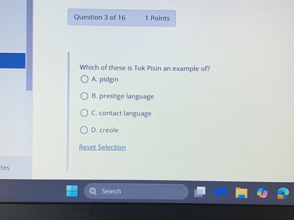 Which of these is Tok Pisin an example of? | StudyX