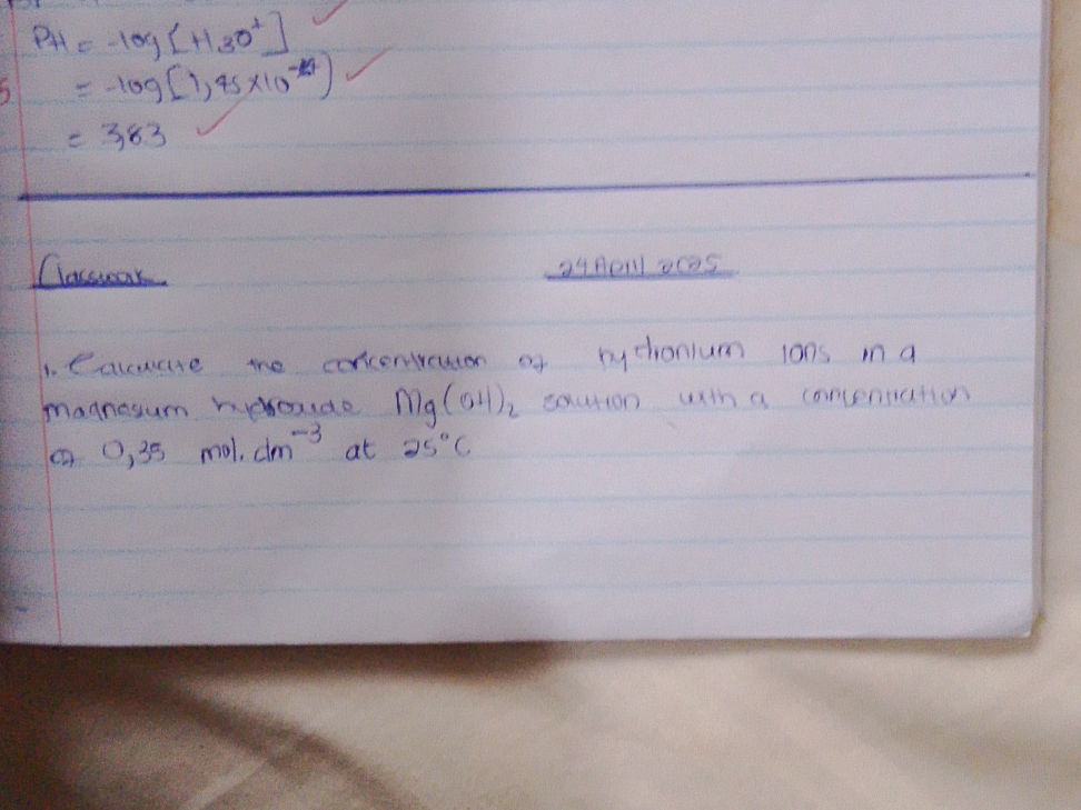 1. Calculate the concentration of hydronium | StudyX